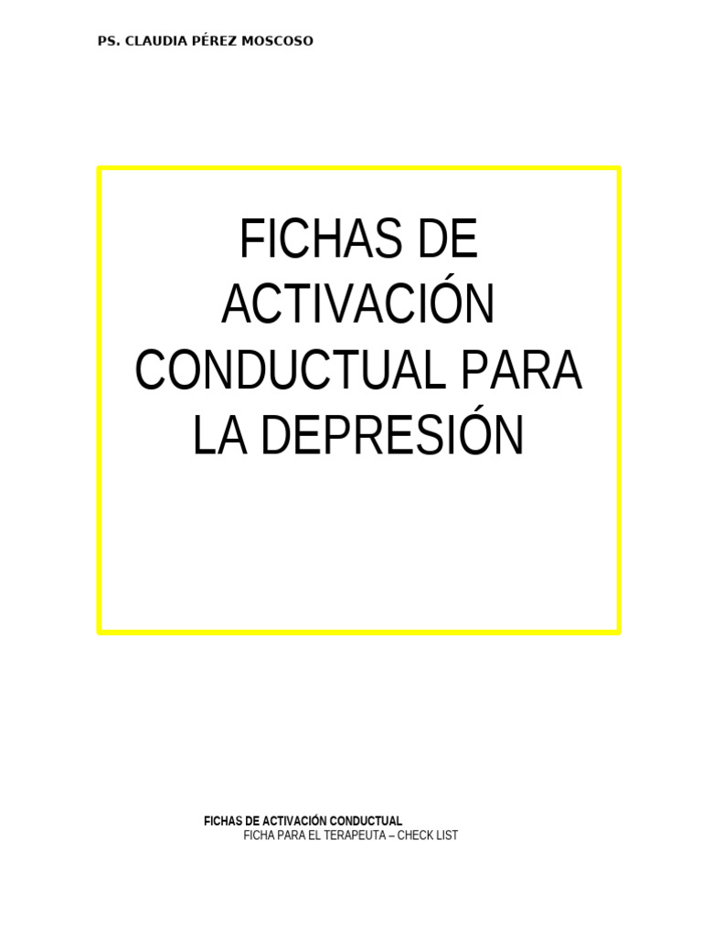 Activación Conductual en Depresión | PDF | Depresión (estado de ánimo ...