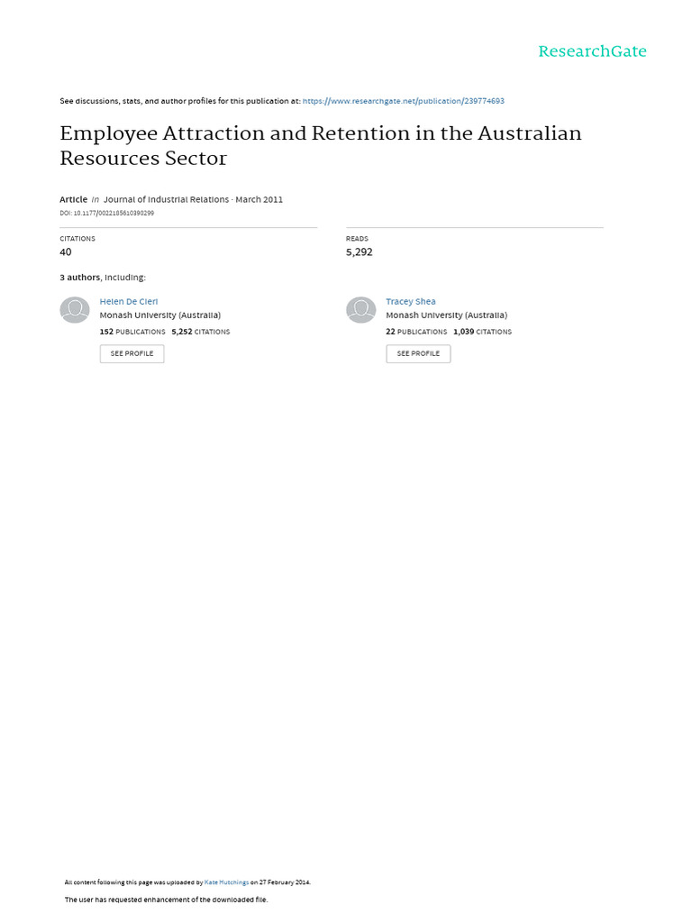 Employee Attraction and Retention in The Australia | PDF | Cost Of ...
