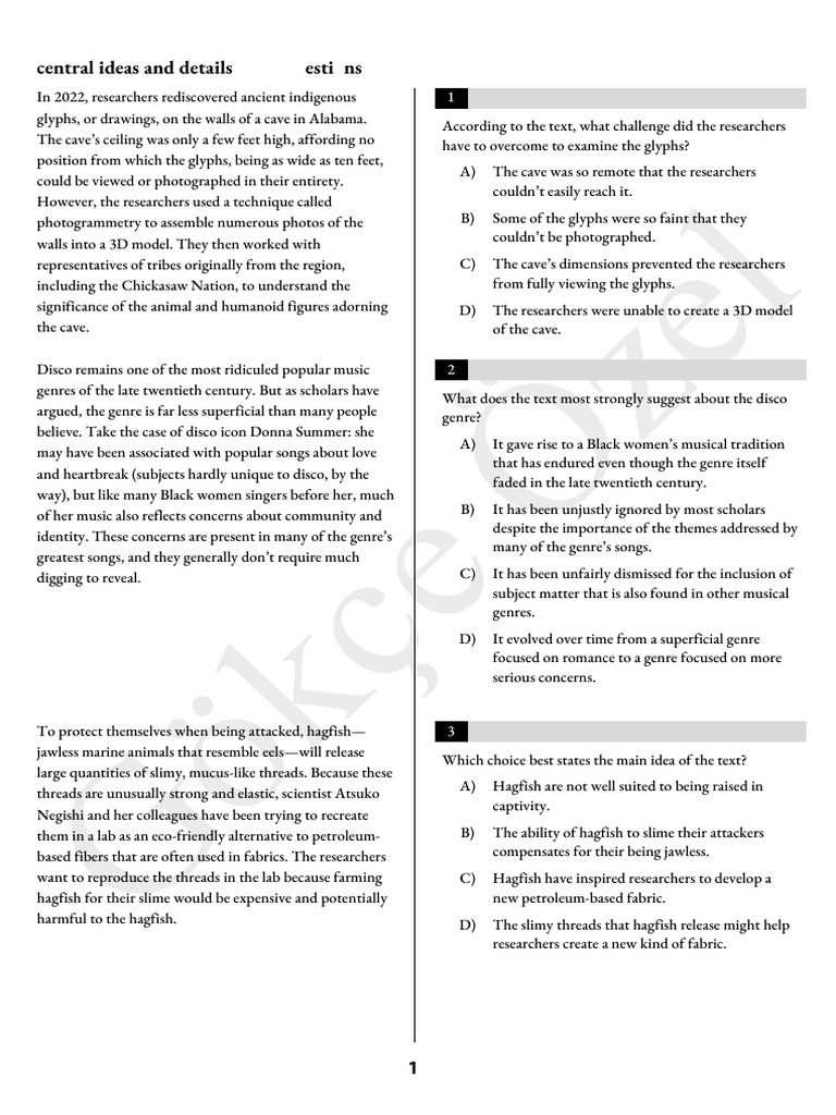 Central Ideas and Details 1 | PDF | Saturn