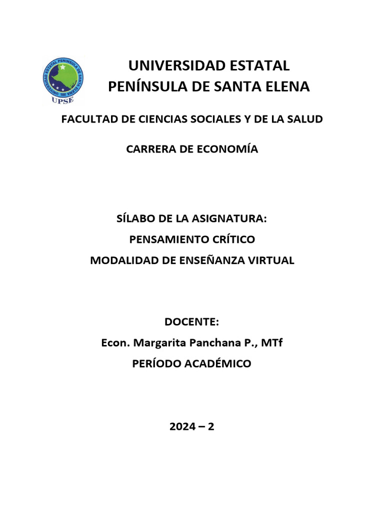 SYLABO, M.PANCHANA 2024-2.-Signed | PDF | Pensamiento | Evaluación