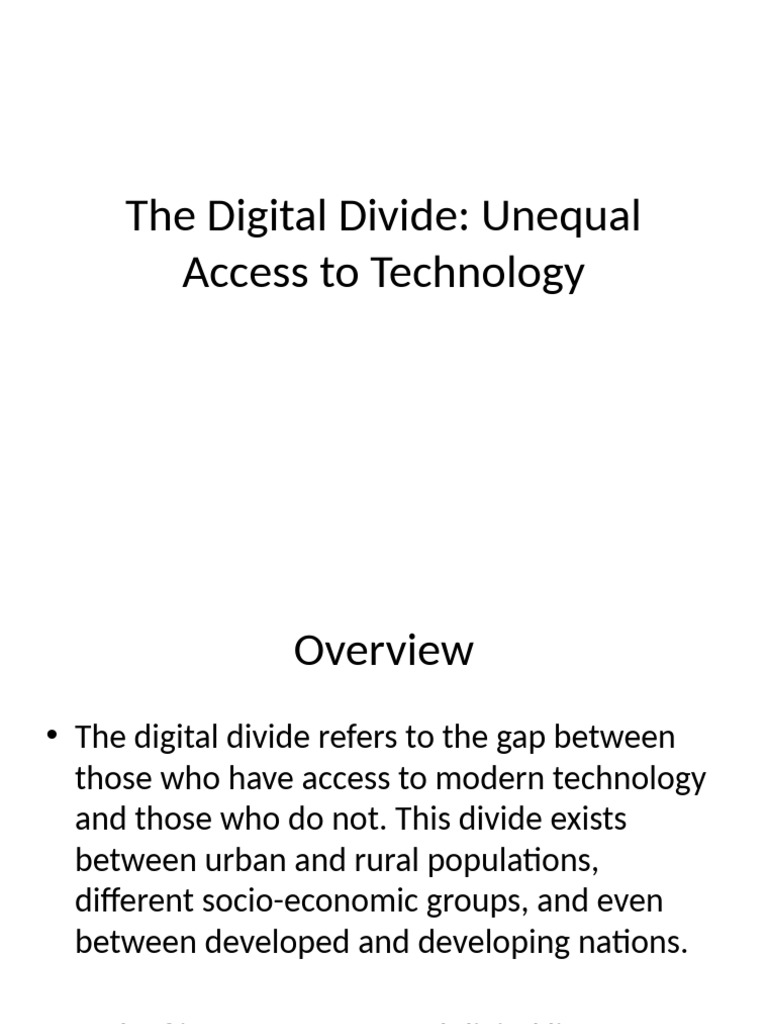 Digital Divide Access To Technology Pdf