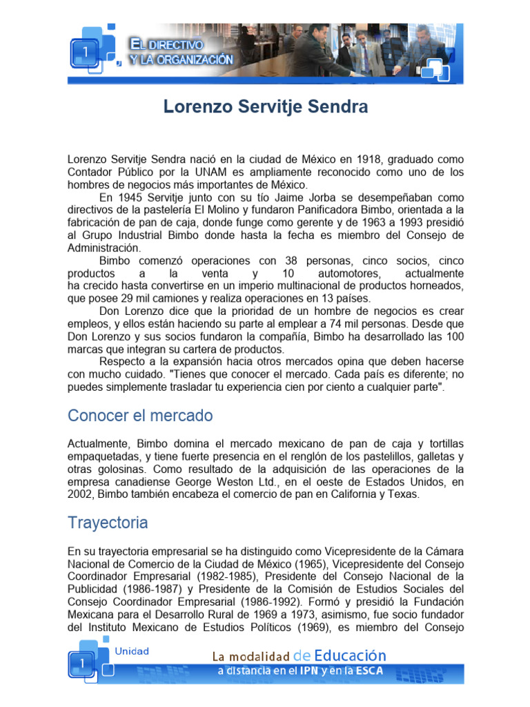 U1 Act1 Biografia Lorenzo Servitje Sendra | PDF