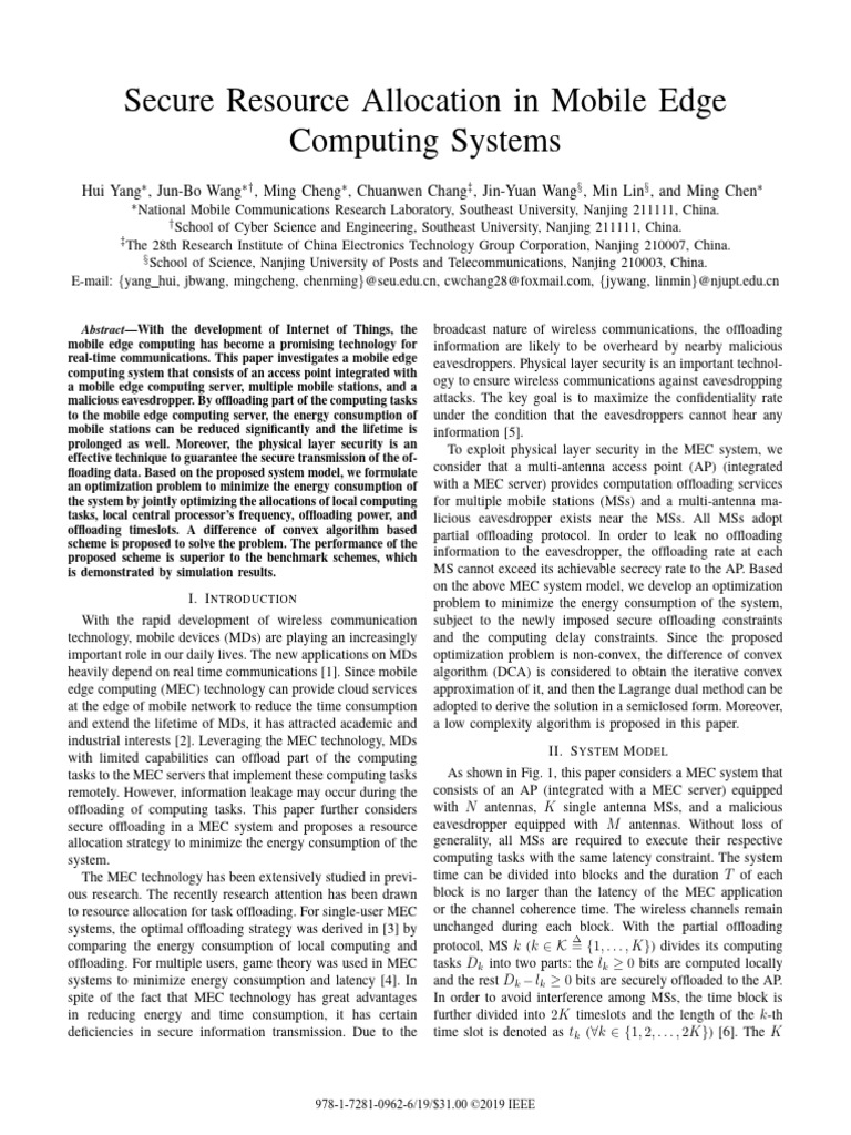 7- Secure Resource Allocation in Mobile Edge Computing Systems | PDF | Mathematical Optimization ...