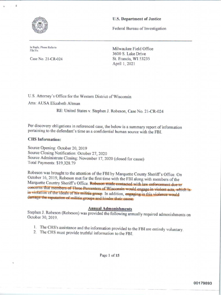 Steve Robeson Full CHS File With Barry Croft's Notes | PDF