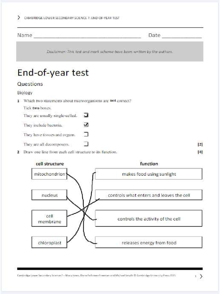 Science Unit 7 Test | PDF