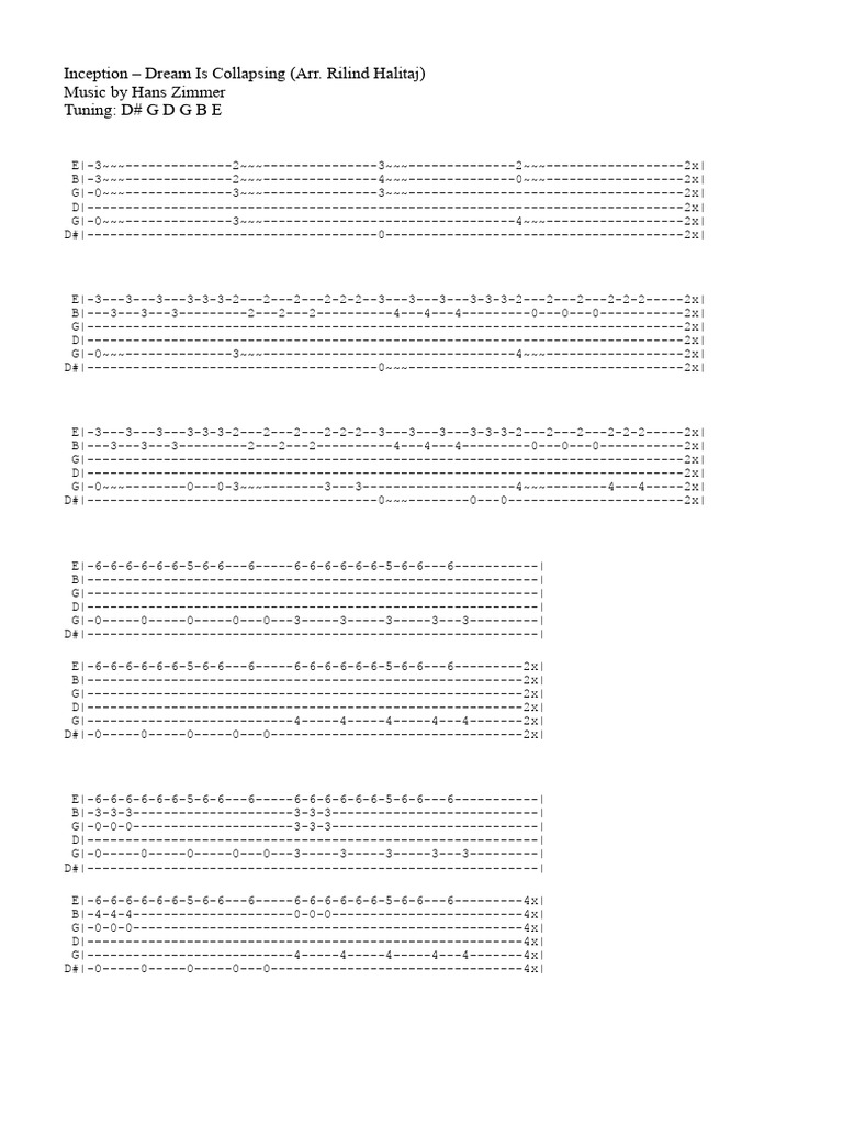 Inception - Dream Is Collapsing (Hanz Zimmer) Arr. Rilind Halitaj | PDF