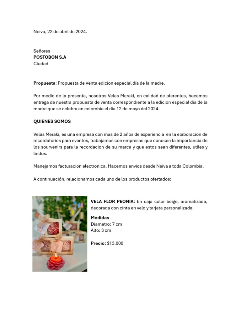 Propuesta Velas Meraki | PDF