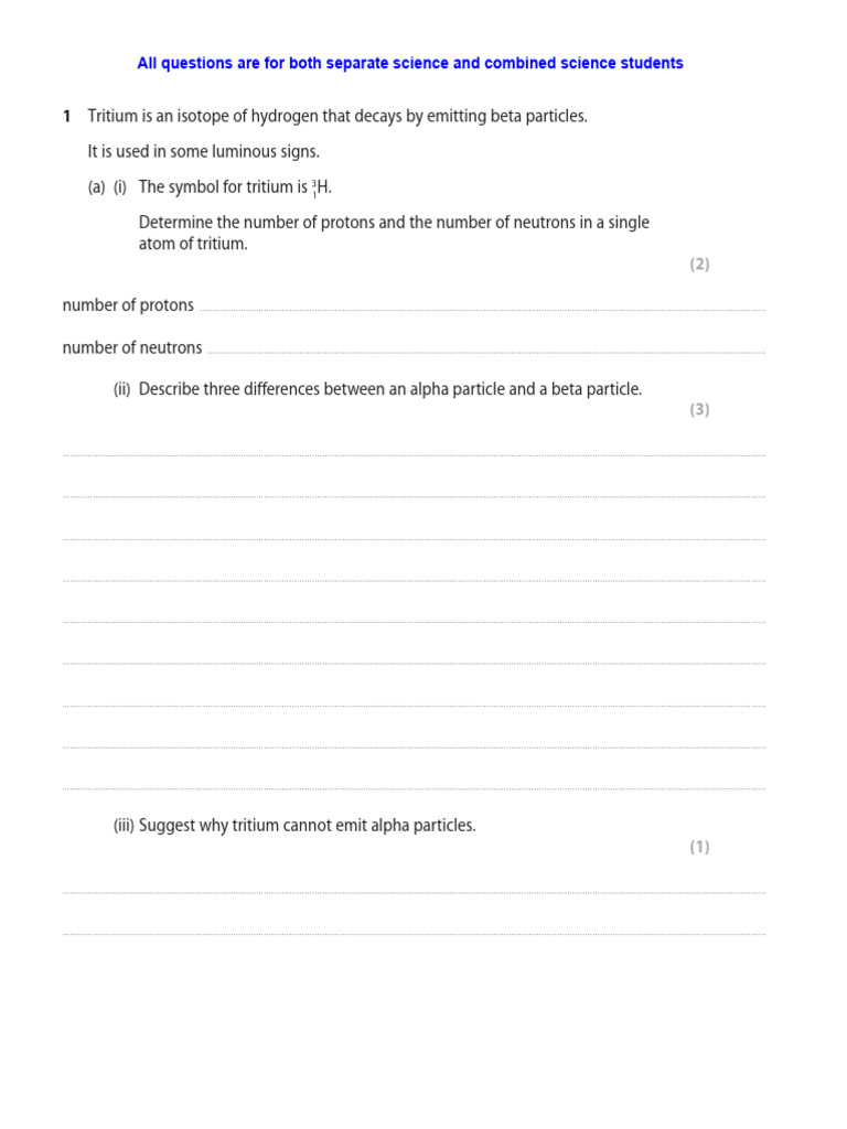 Radioactivity 1 QP | PDF