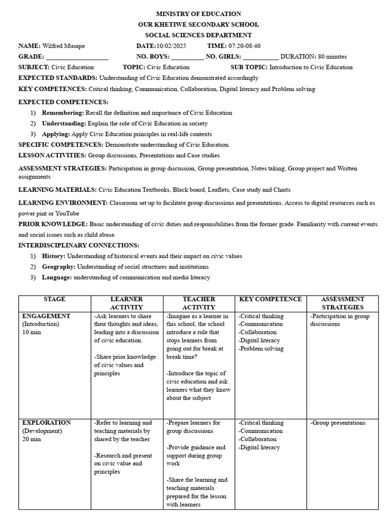 2. Our Khetiwe 2023 CBC Lesson Plan | PDF | Learning | Educational ...
