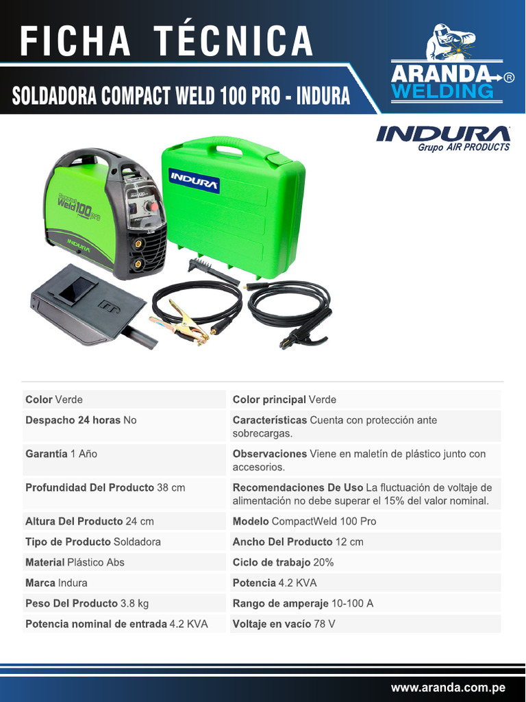 Soldadora Compact Weld 100 Pro - Indura | PDF