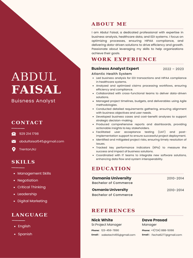 Abdul Faisal Resume 3 | PDF | Business Analysis | Electronic Data Interchange