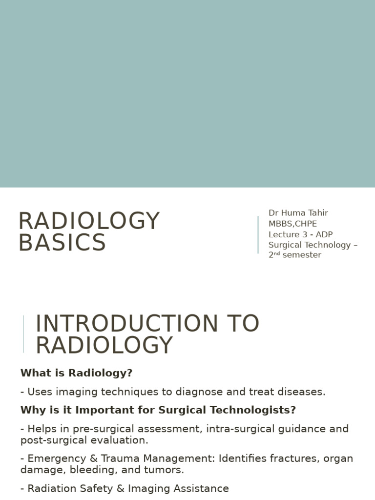 Lec 3 - Radiology Basics | PDF | Medical Imaging | Ct Scan