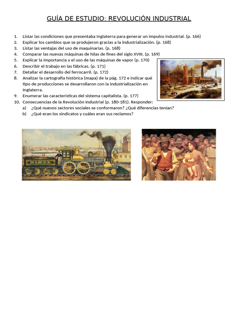 Revolucion Industrial Guia de Estudio | PDF