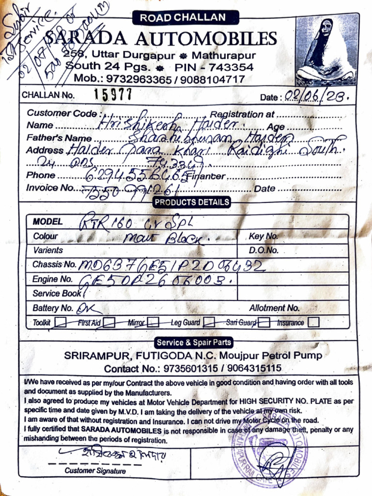 Road Challan Document Details | PDF | Vehicles | Transport