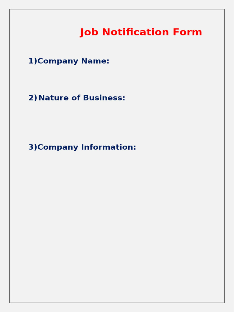 Job Notification Form | PDF
