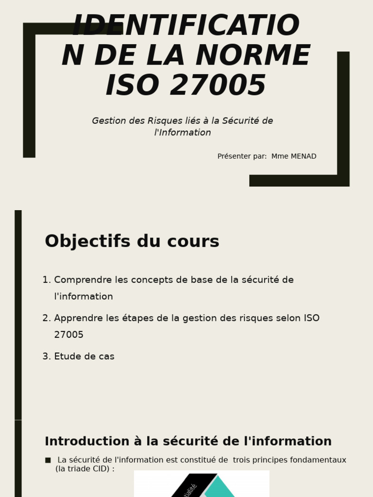 Identification de La Norme ISO 27005 | PDF | Sécurité des systèmes d'information | Sécurité
