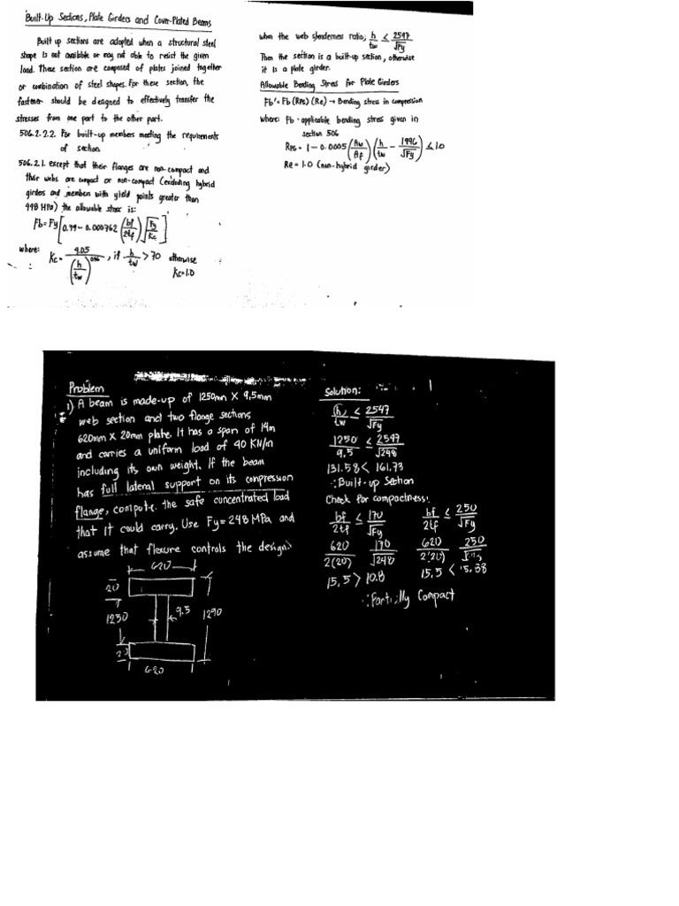 Built Up Sections Plate Girders and Cover Plated Beam Lecture 1 | PDF