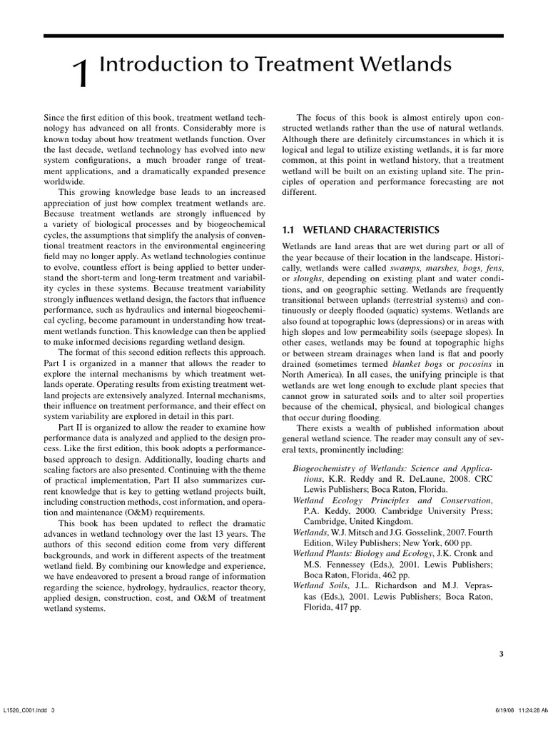 Treatment Wetlands - (Chapter 1. Introduction To Treatment Wetlands) | PDF | Wetland | Swamp