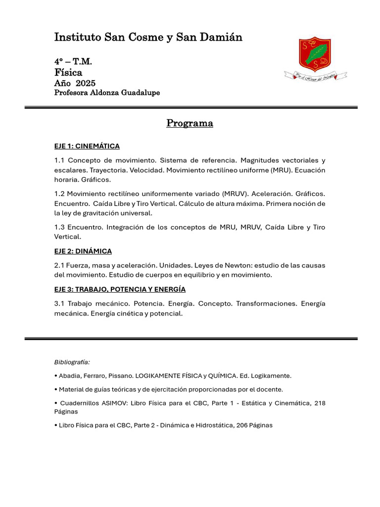 Programa 2025 4to | PDF