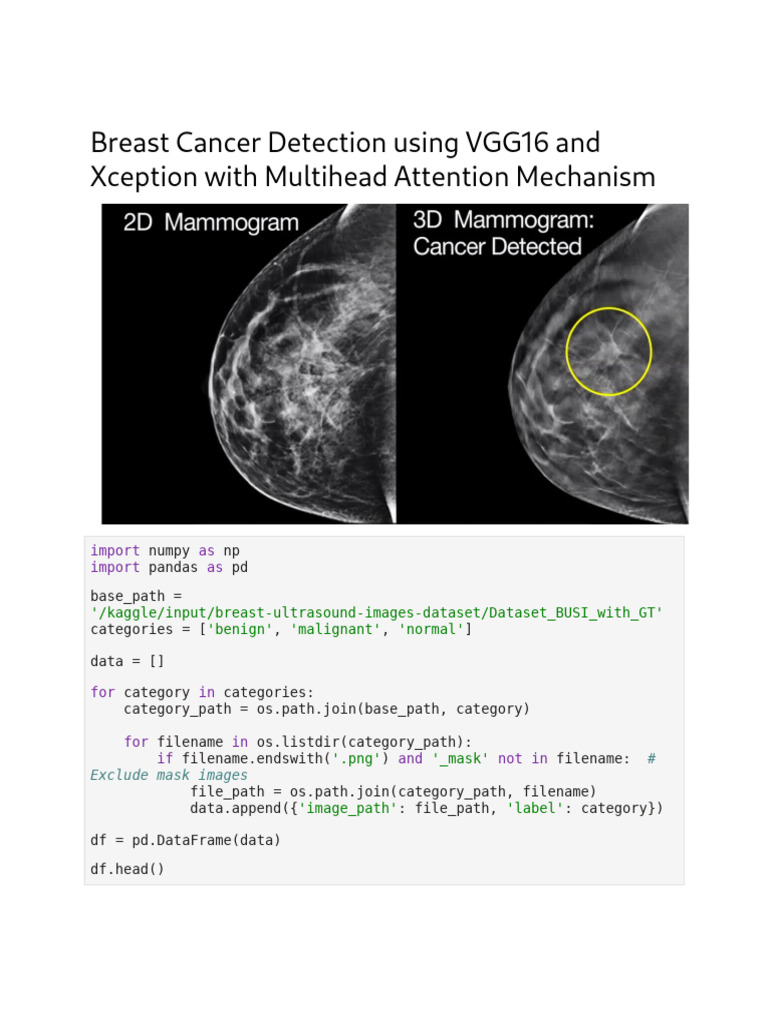 Breast Cancer Detection using VGG16 | PDF | Computing | Computer ...