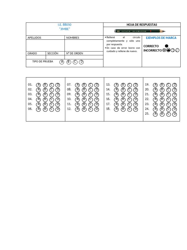 Cartilla de Evaluacion Modelo | PDF