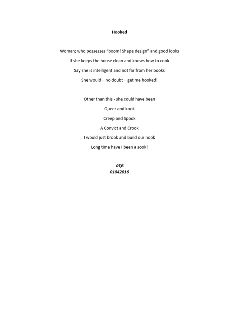 Hooked Non-sense Versifier Sennay | PDF