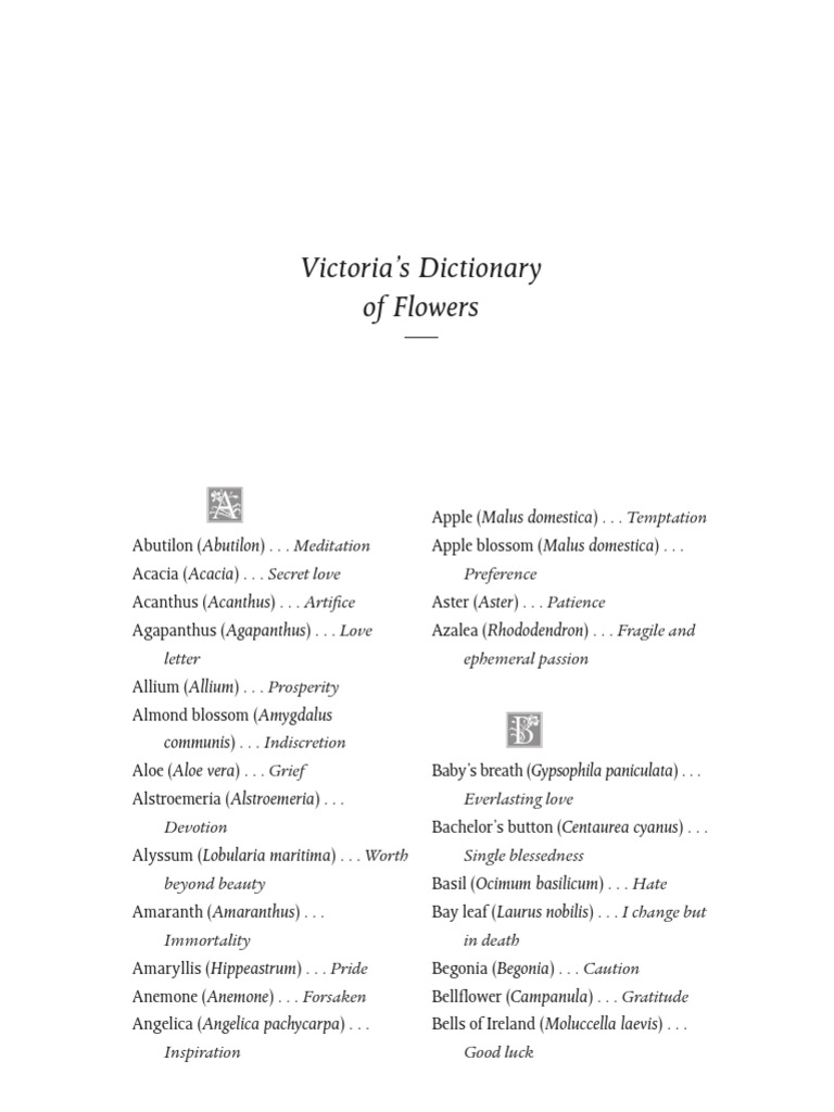 Victoria S Flower Dictionary | PDF | Edible Plants | Ethnobotany