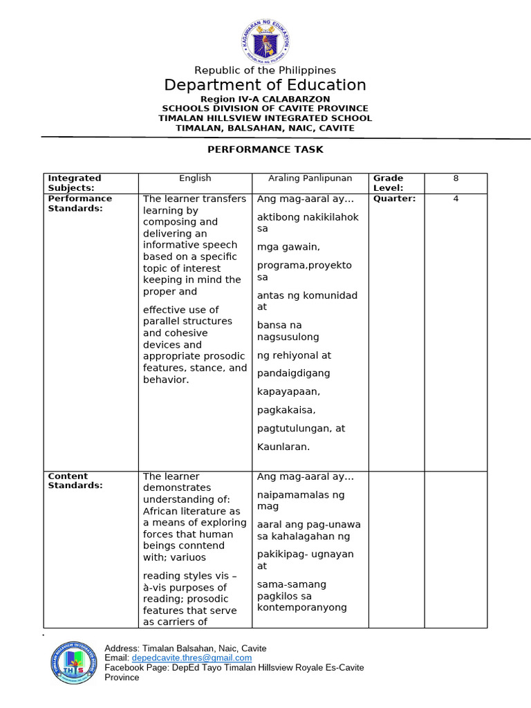 Performance-Task-English and Ap | PDF | Argument | Cognition