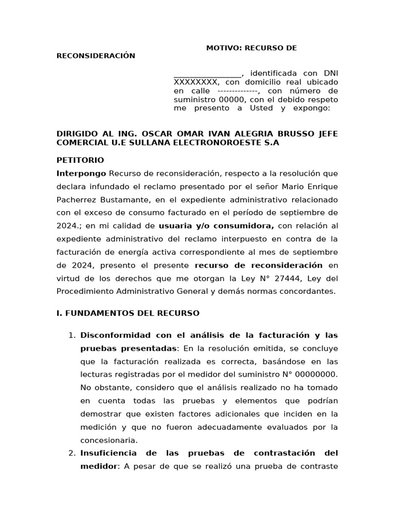 Recurso de Reconsideración | PDF