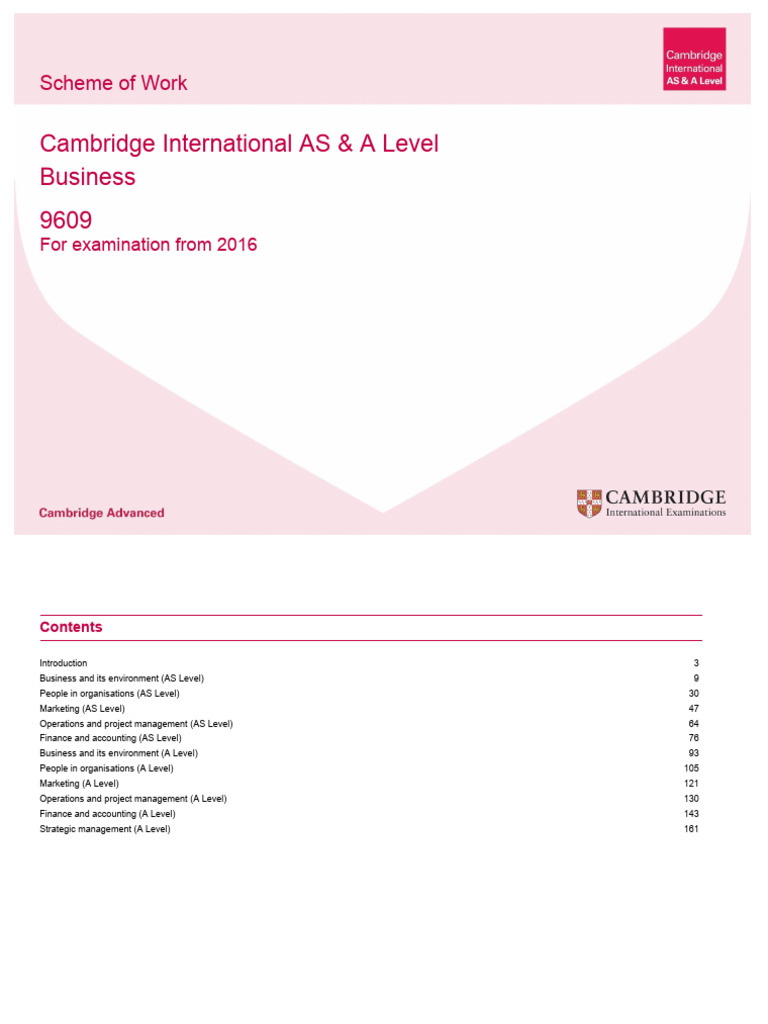 Cambridge AS & A Level Business Scheme | PDF | Learning | Teachers