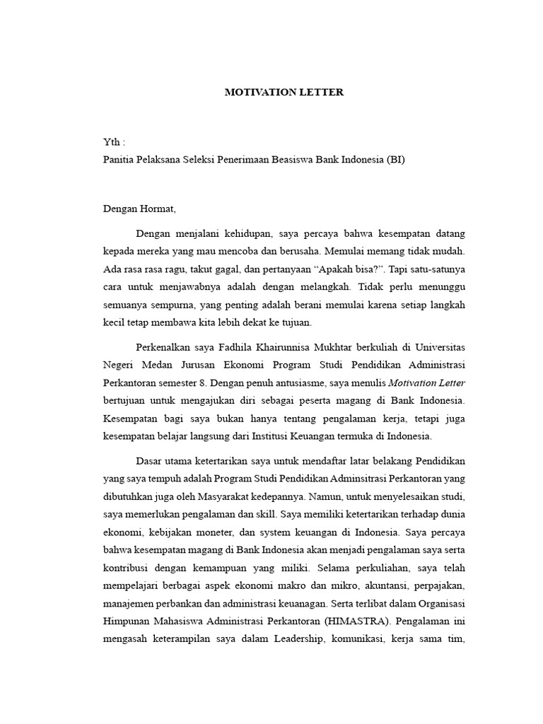 Motivation Letter | PDF