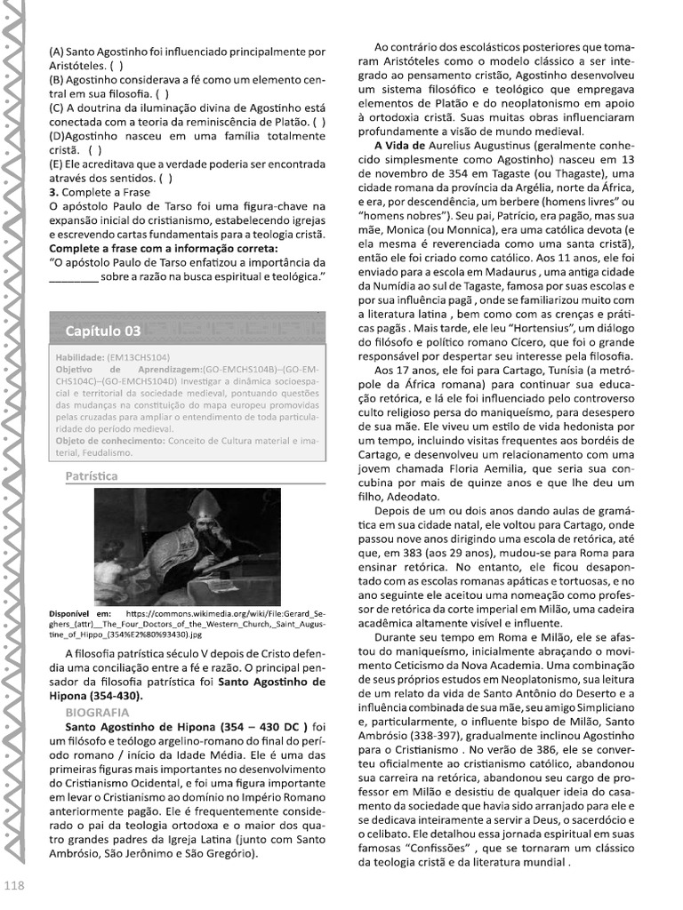 Texto 3- filosofia Patrística - Santo Agostinho | PDF