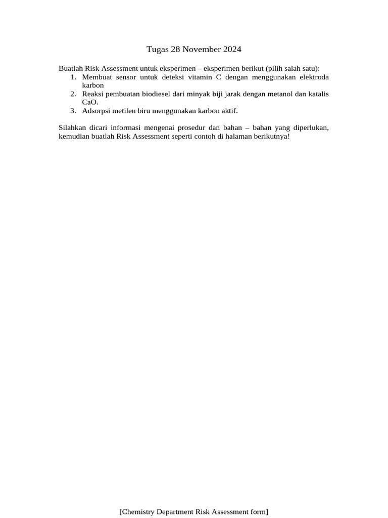 Risk Assessment Tugas | PDF