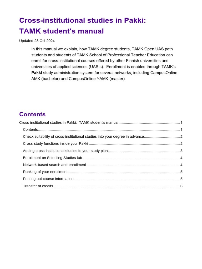 Cross Institutional Studies Tamk Student | PDF | Button (Computing) | System Software