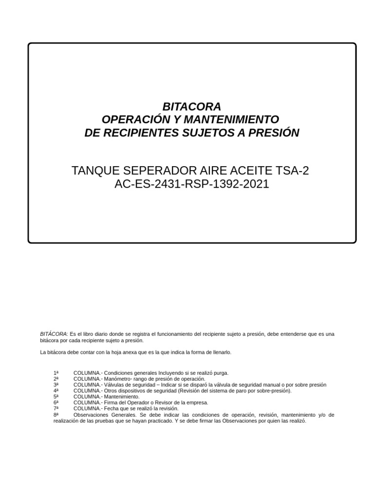 Bitacora Llena 1392 | PDF | Presión
