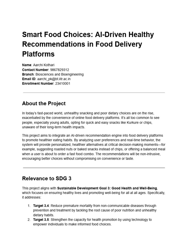 Smart Food Choices - AI-Driven Healthy Recommendations in Food Delivery ...
