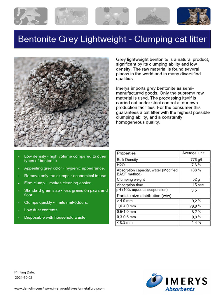 Lightweight Bentonite Cat Litter Info | PDF | Physical Sciences | Materials