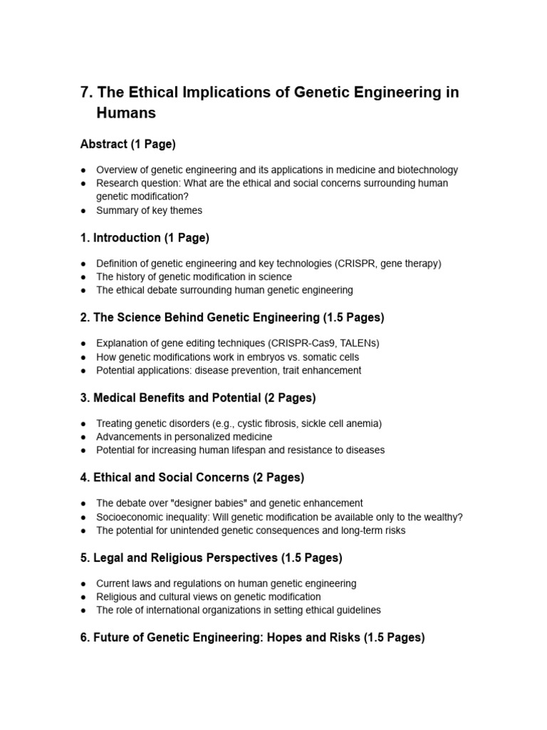 Ethical Issues in Human Genetic Engineering | PDF