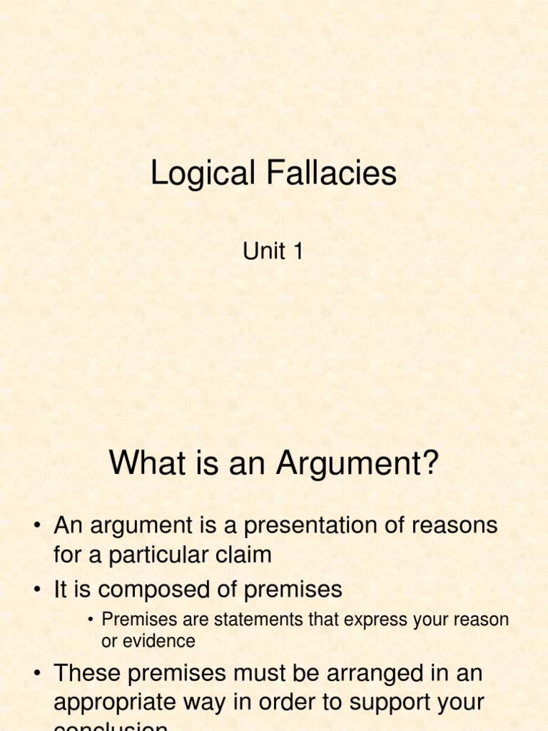 Logical Fallacies: Unit 1 | PDF | Fallacy | Argument