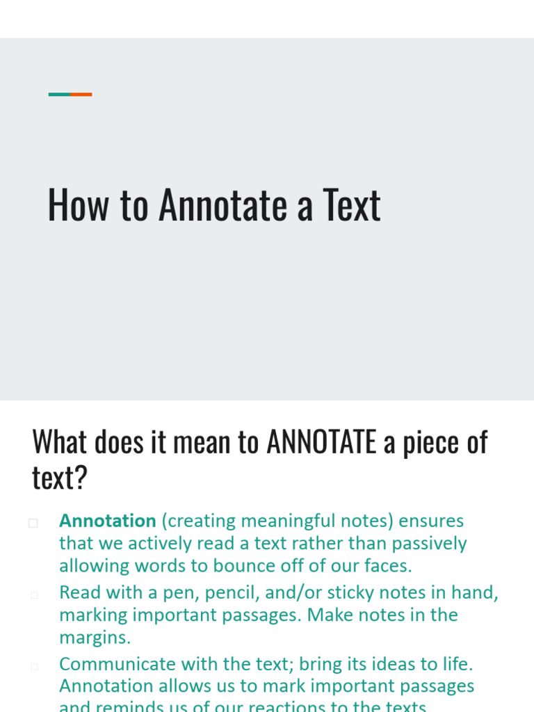 How To Annotate A Text | PDF | Annotation | Learning