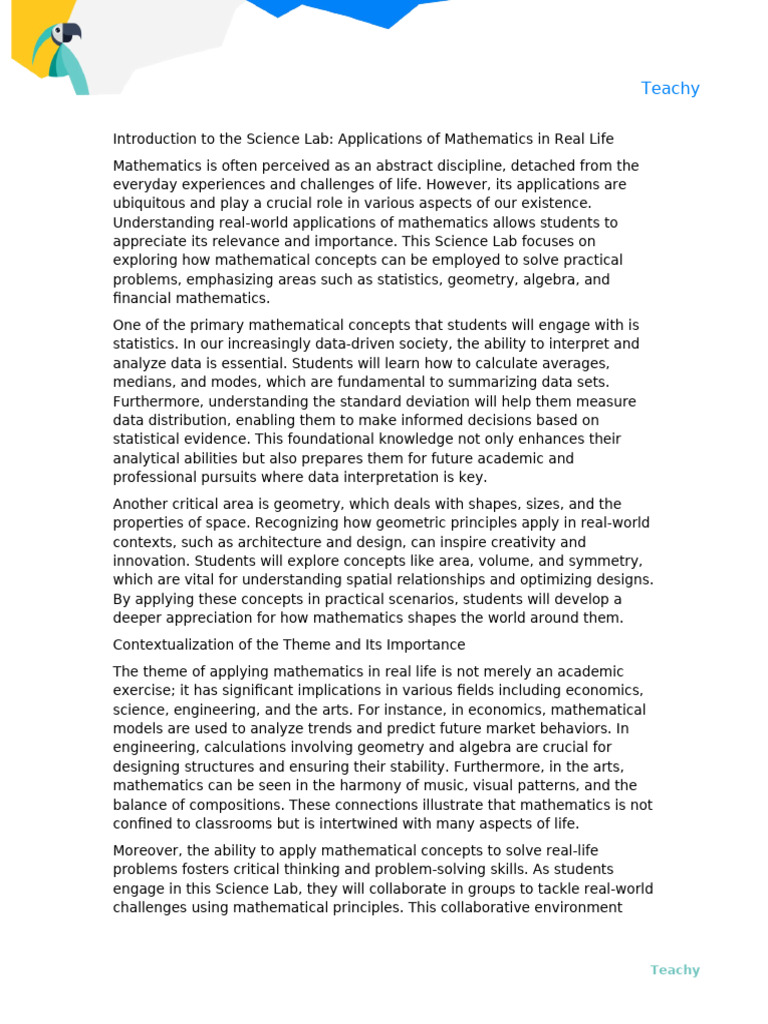 Real-Life Applications of Mathematics | PDF | Mathematics | Statistics