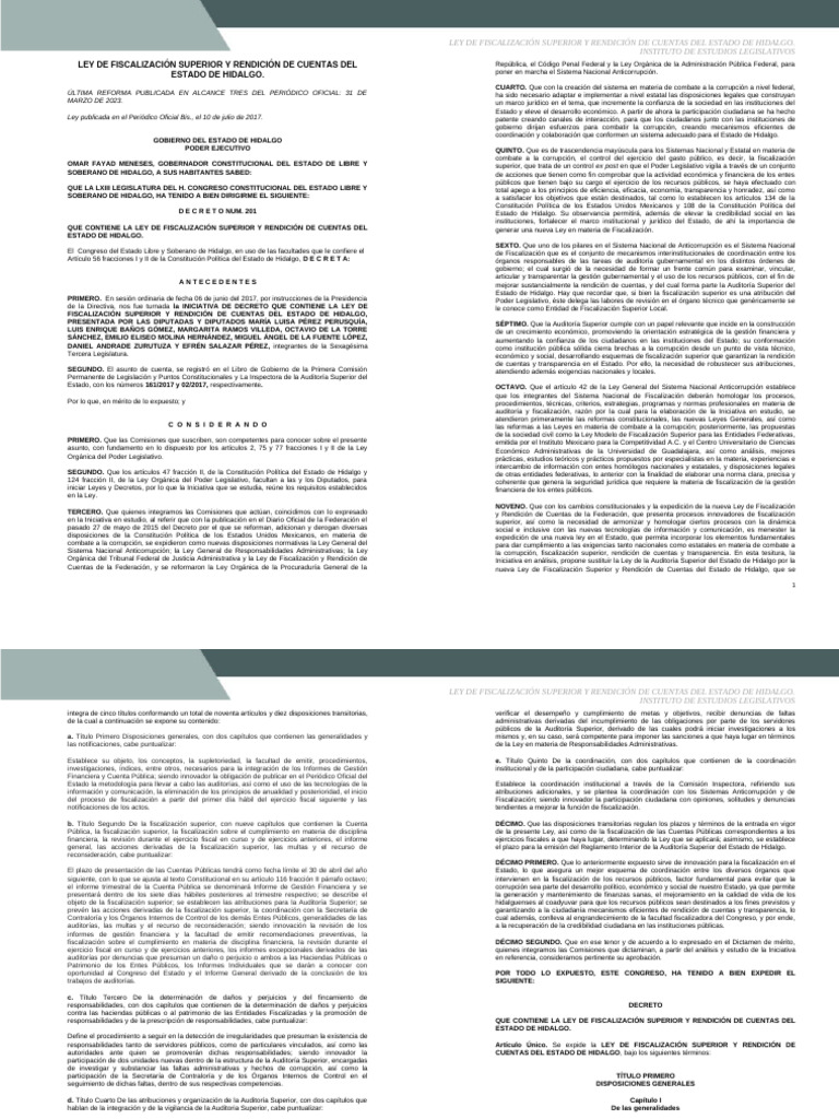 Ley de Fiscalización Superior y Rendición de Cuentas 310323 Alc.3 | PDF ...