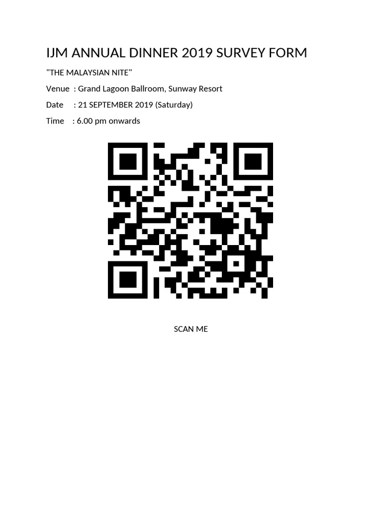 Ijm Annual Dinner 2019 Survey Form | PDF