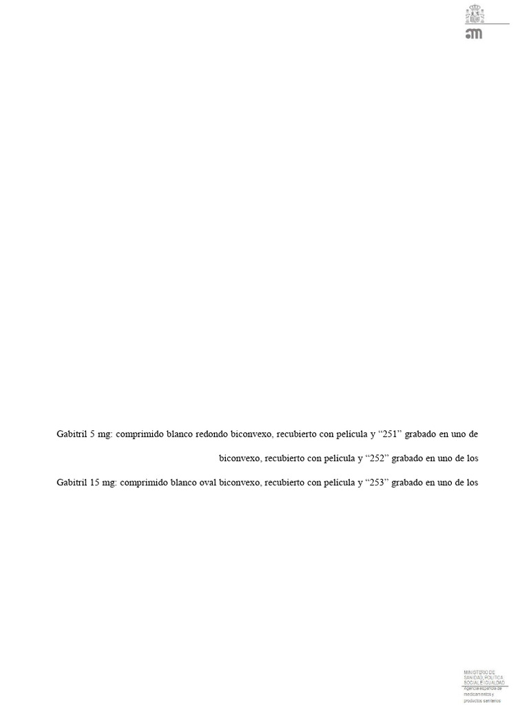 Gabitril: Dosis y Advertencias Clínicas | PDF | Medicamentos con receta ...