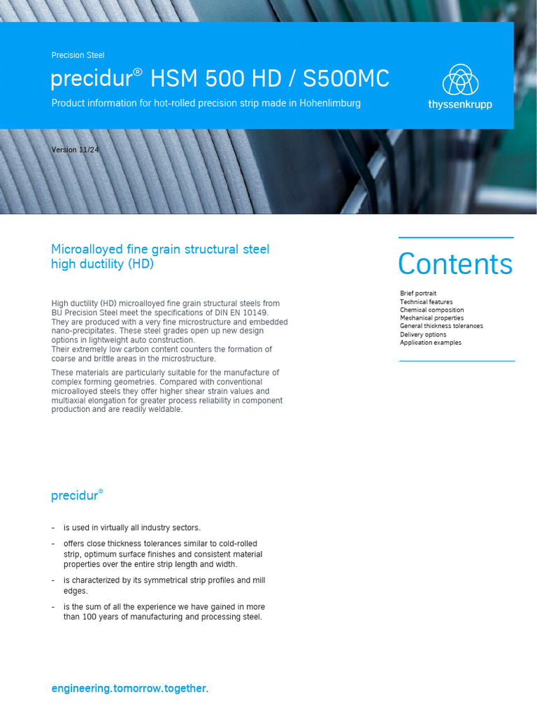 Thyssenkrupp hsm-500-hd Product Information Precision Steel en | PDF ...