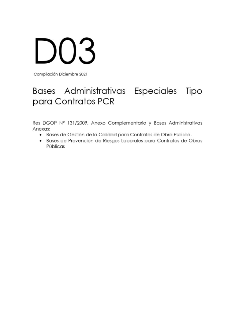 D03 Bases Administrativas Contratos PCR | PDF | Póliza de seguros
