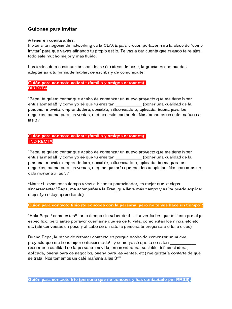 Guiones para Invitar | PDF