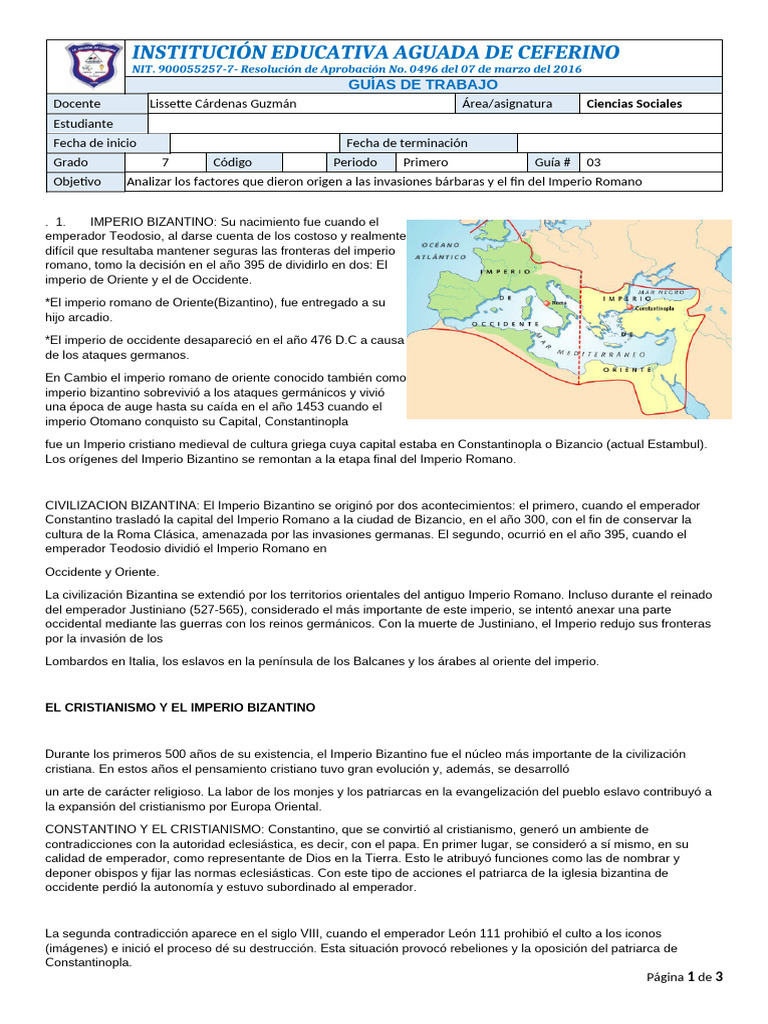 Guia 3 imperios Bizantino y Carolingio | PDF | Mahoma | imperio Bizantino