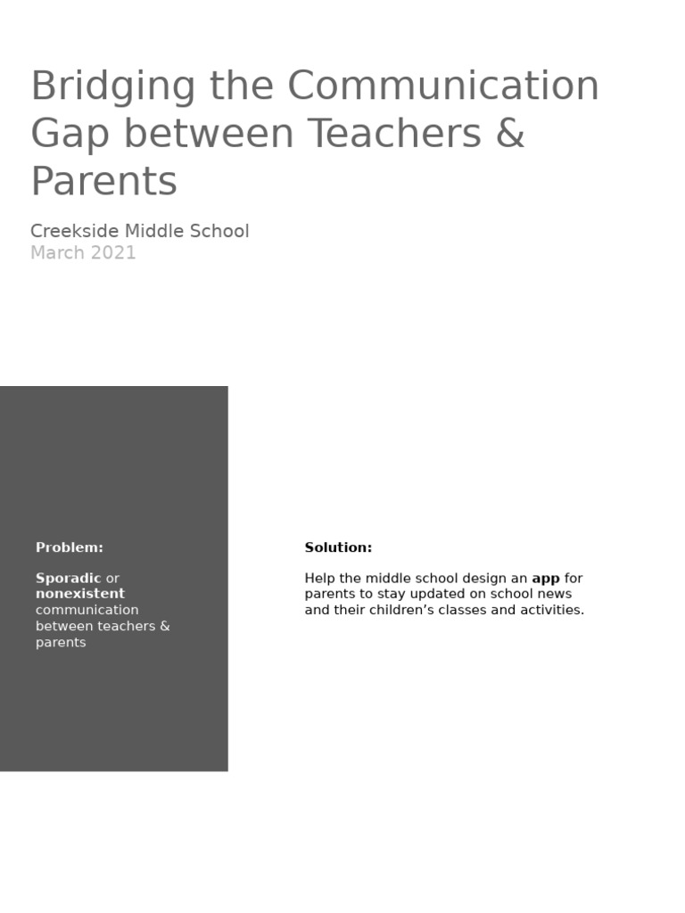 Bridging The Communication Gap Between Teachers & Parents | PDF