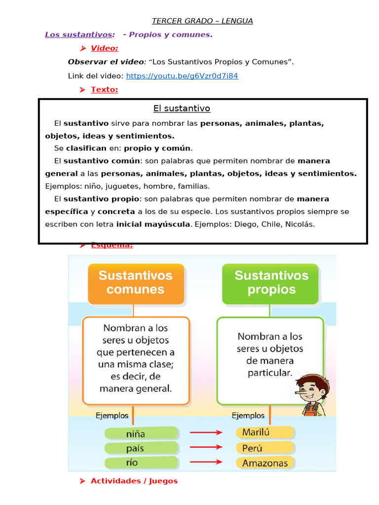 PLATAFORMA - Clase 1 - Sustantivos Comunes y Propios | PDF